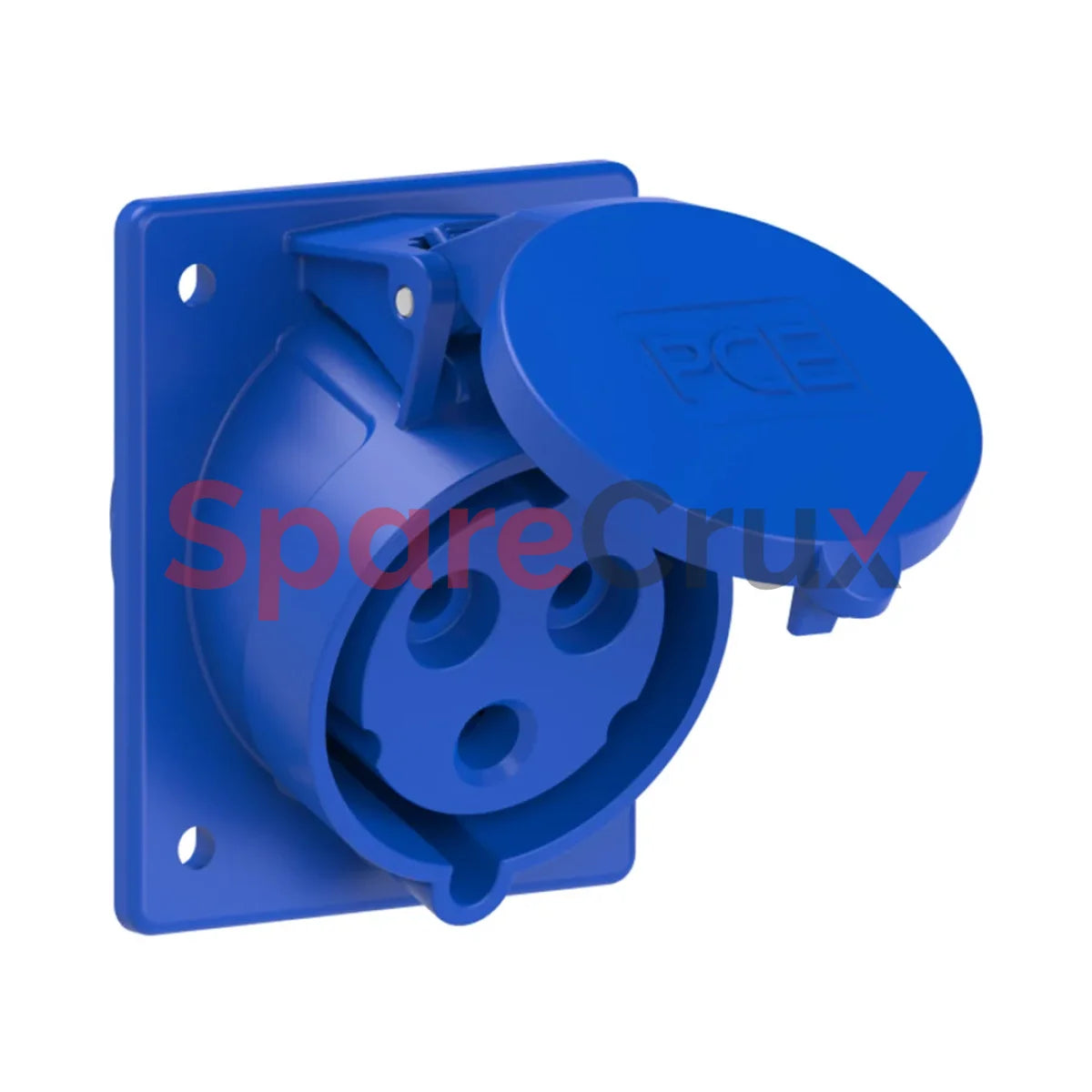 423-6 | PCE | Panel Mounting Socket Angled 32A 2P + E IP 44 – SpareCrux